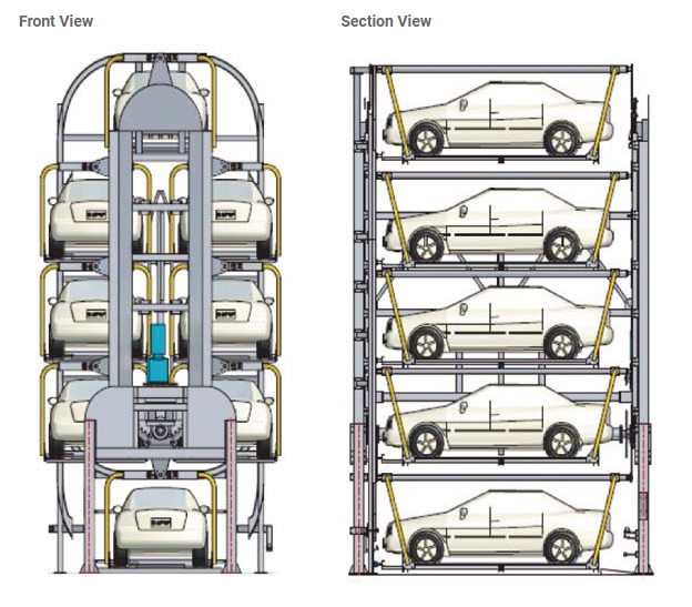 2 Ton Vertical Car Parking System , Automatic Parking Tower CE